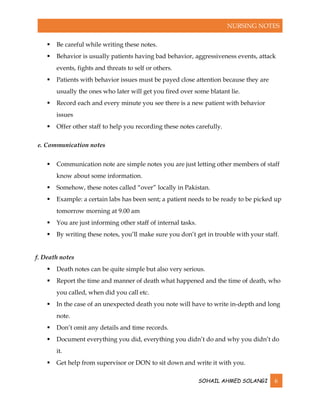 Nursing notes | PDF