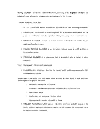 Nursing process | DOC | Medical Tests | Medical Health