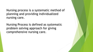 NURSING PROCESS Slideshare by Ulfat Rasool | PPTX