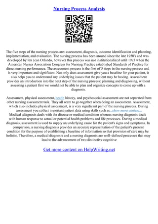 Nursing Process Essay | PDF