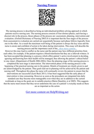 Nursing Process Essay | PDF