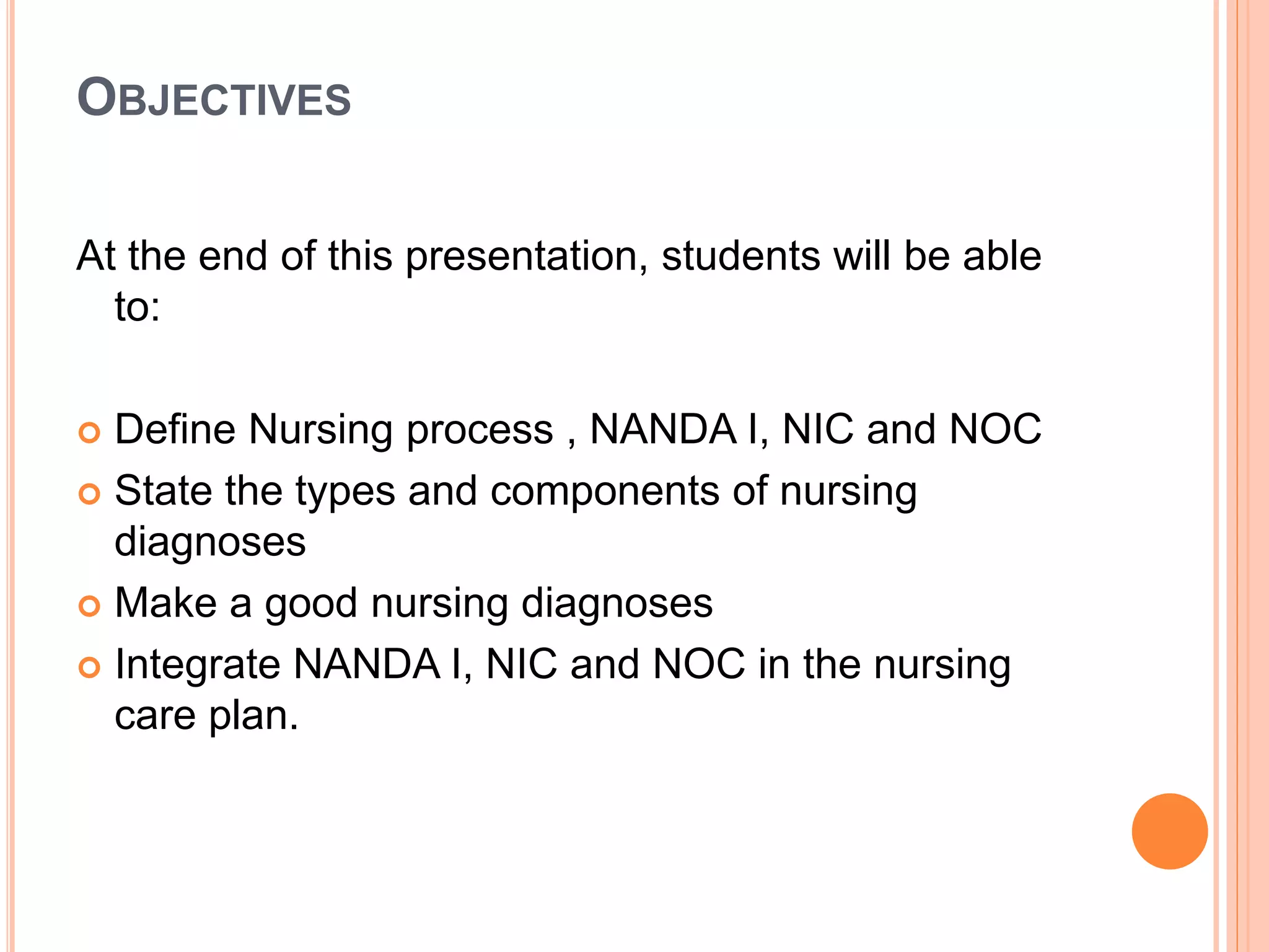 Nursing process, nanda i, nic & noc | PPTX