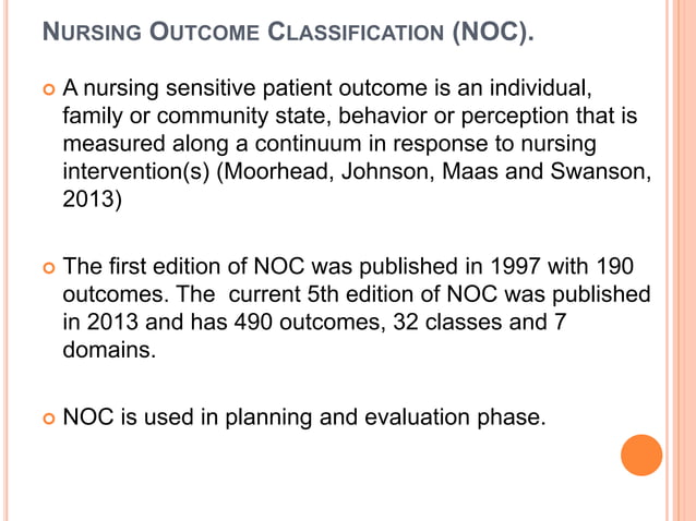 Nursing process, nanda i, nic & noc | PPTX | Diseases and Conditions ...
