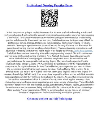Nursing Profession Essay | PDF