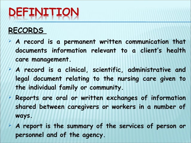 Nursing records & reports | PPT | Medical Health
