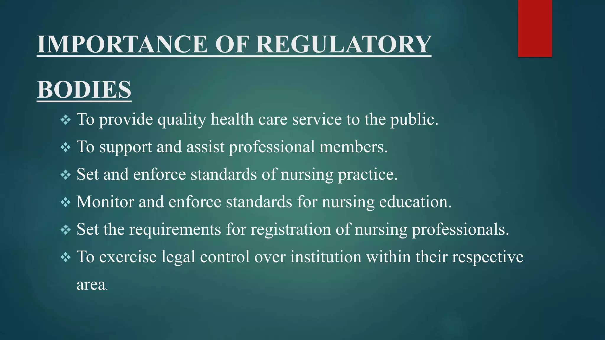 Nursing regulatory mechanism in ppt | PPTX