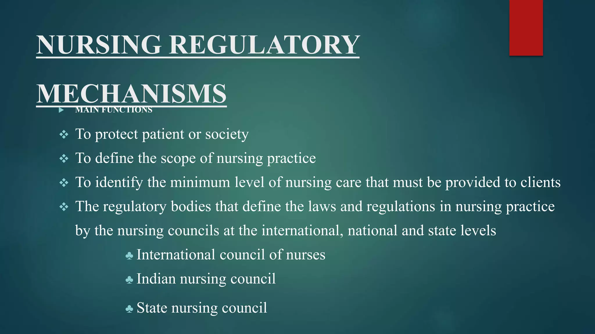 Nursing regulatory mechanism in ppt | PPTX