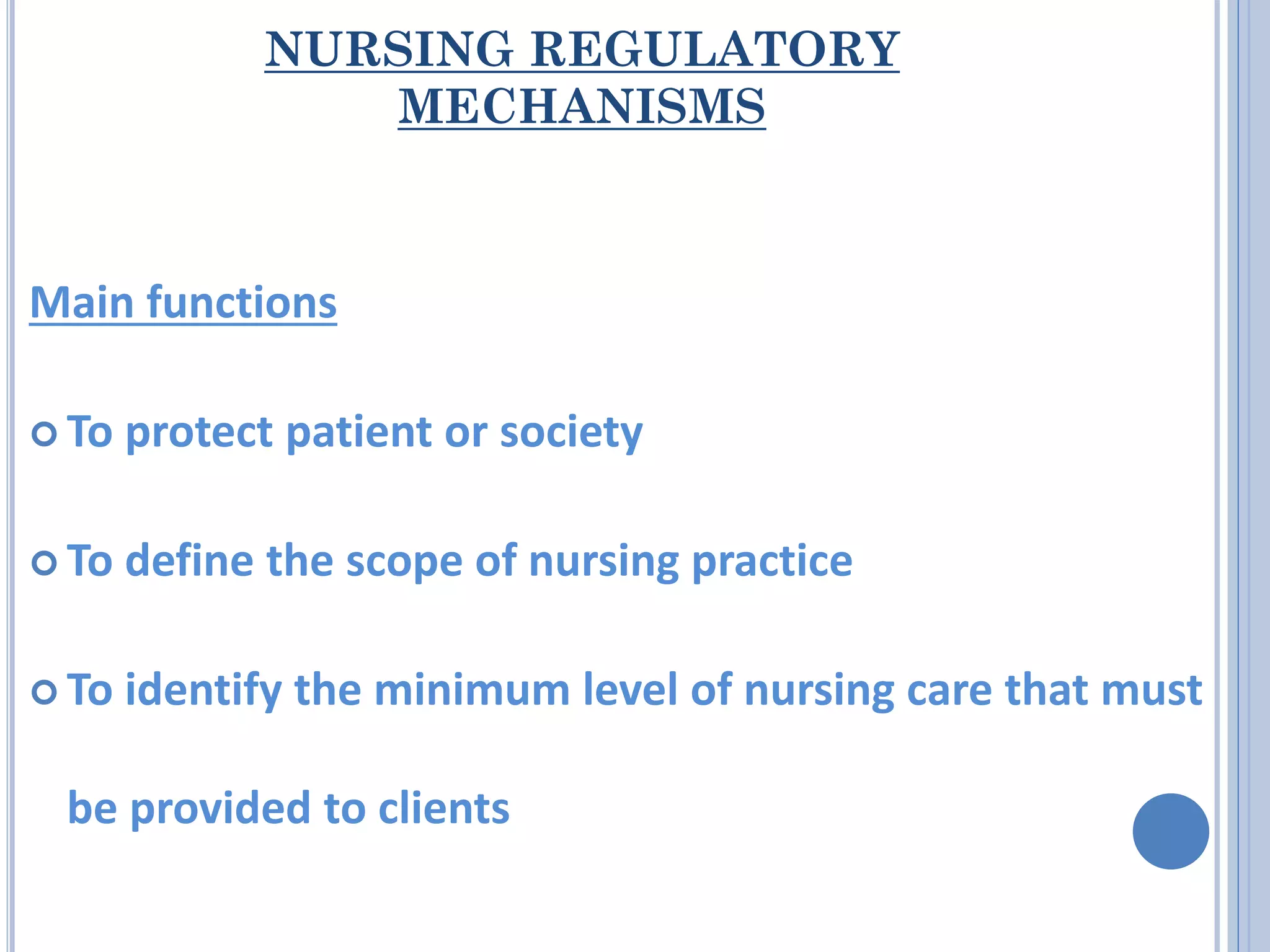 Nursing regulatory mechanisms | PDF