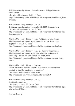 Nursing ResearchAssignment Evidence-Based Project, Part 2 .docx