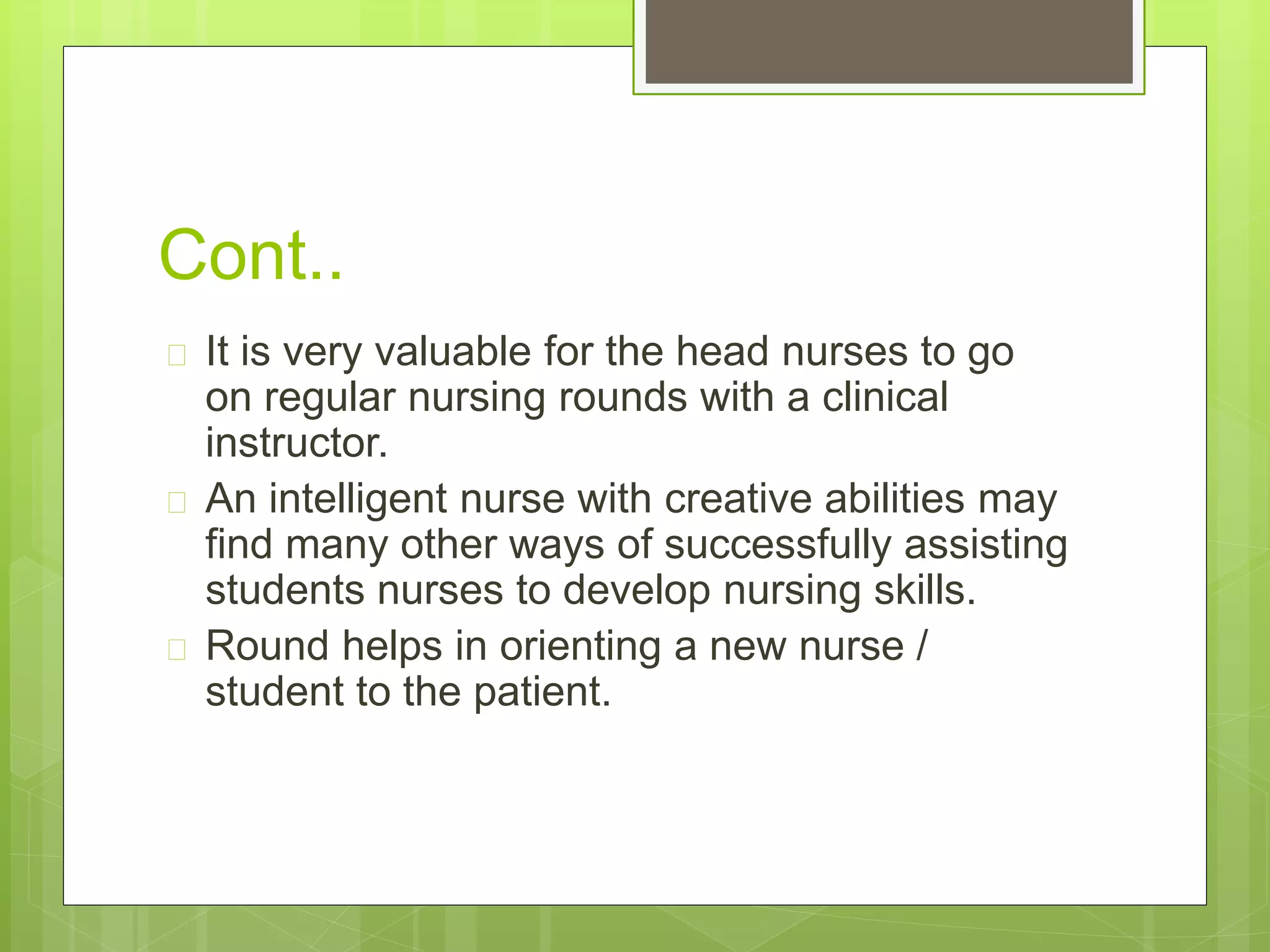 Nursing rounds,manual,protocols | PPTX