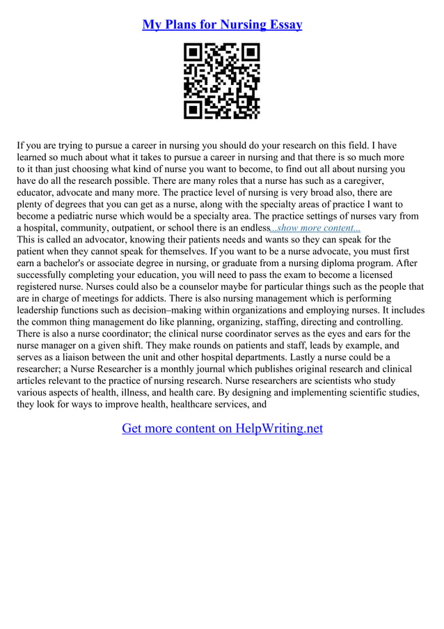 Nursing School Essay Sample | PDF