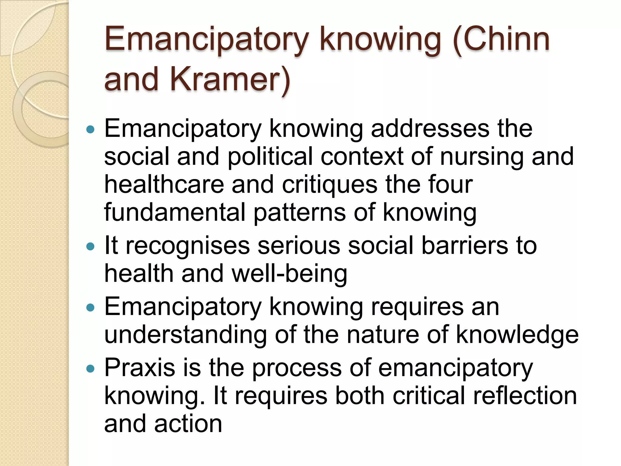Nursings fundamental patterns of knowing | PPT