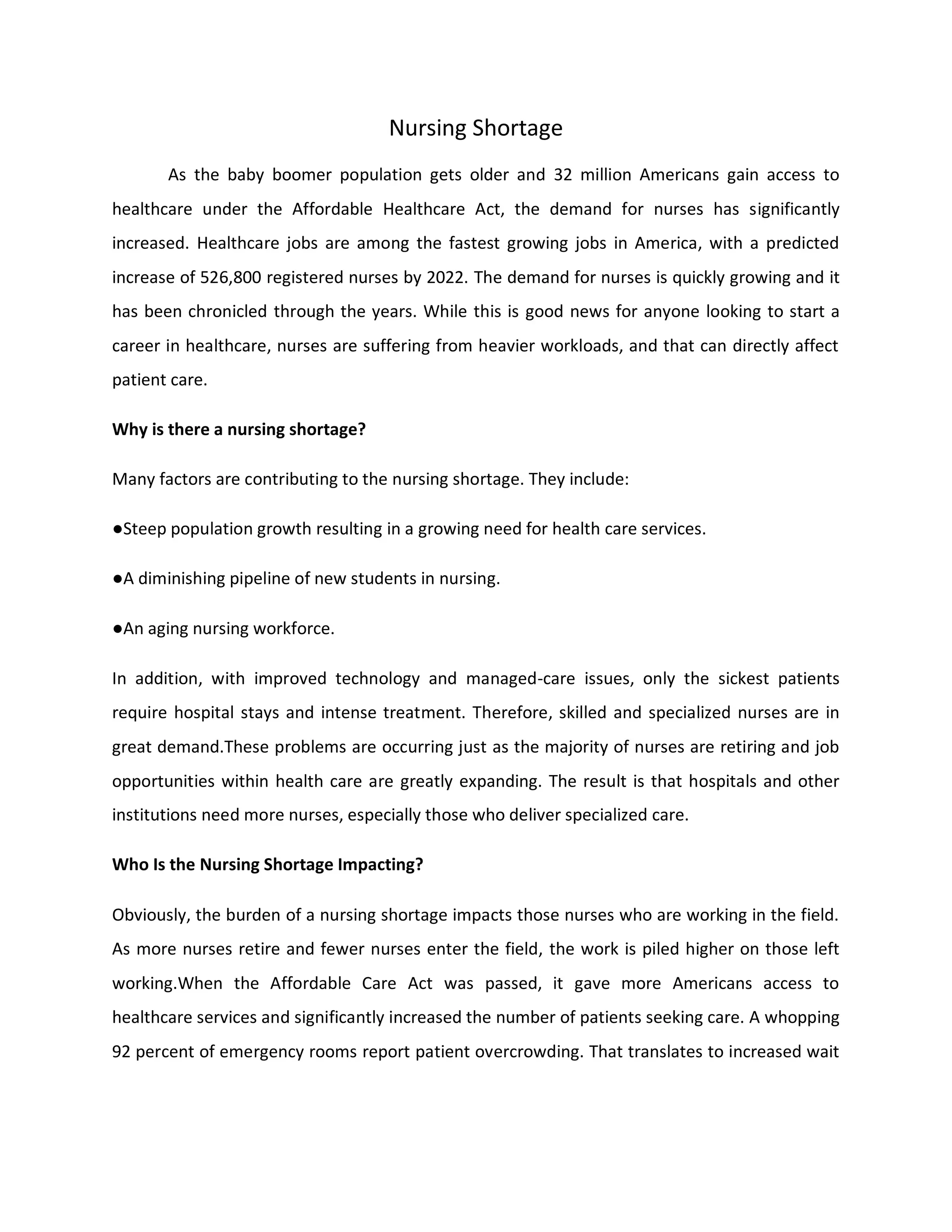 Nursing shortage infographic | PDF