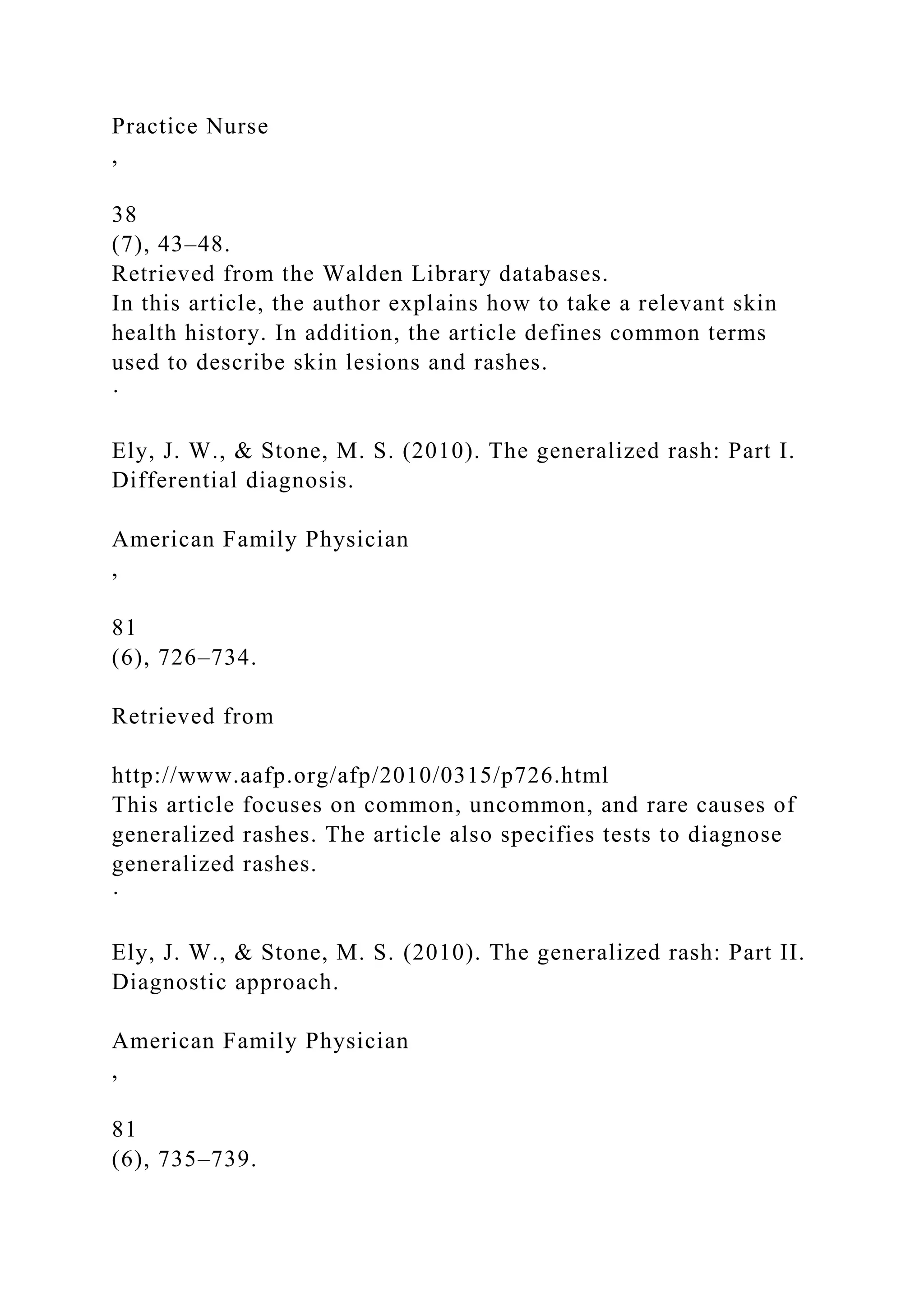 Nursing SOAP Note1 Differential Diagnosis for Skin ConditionsDiff.docx