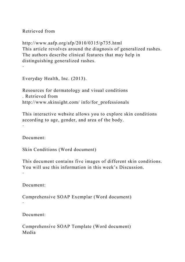 Nursing SOAP Note1 Differential Diagnosis for Skin ConditionsDiff.docx ...