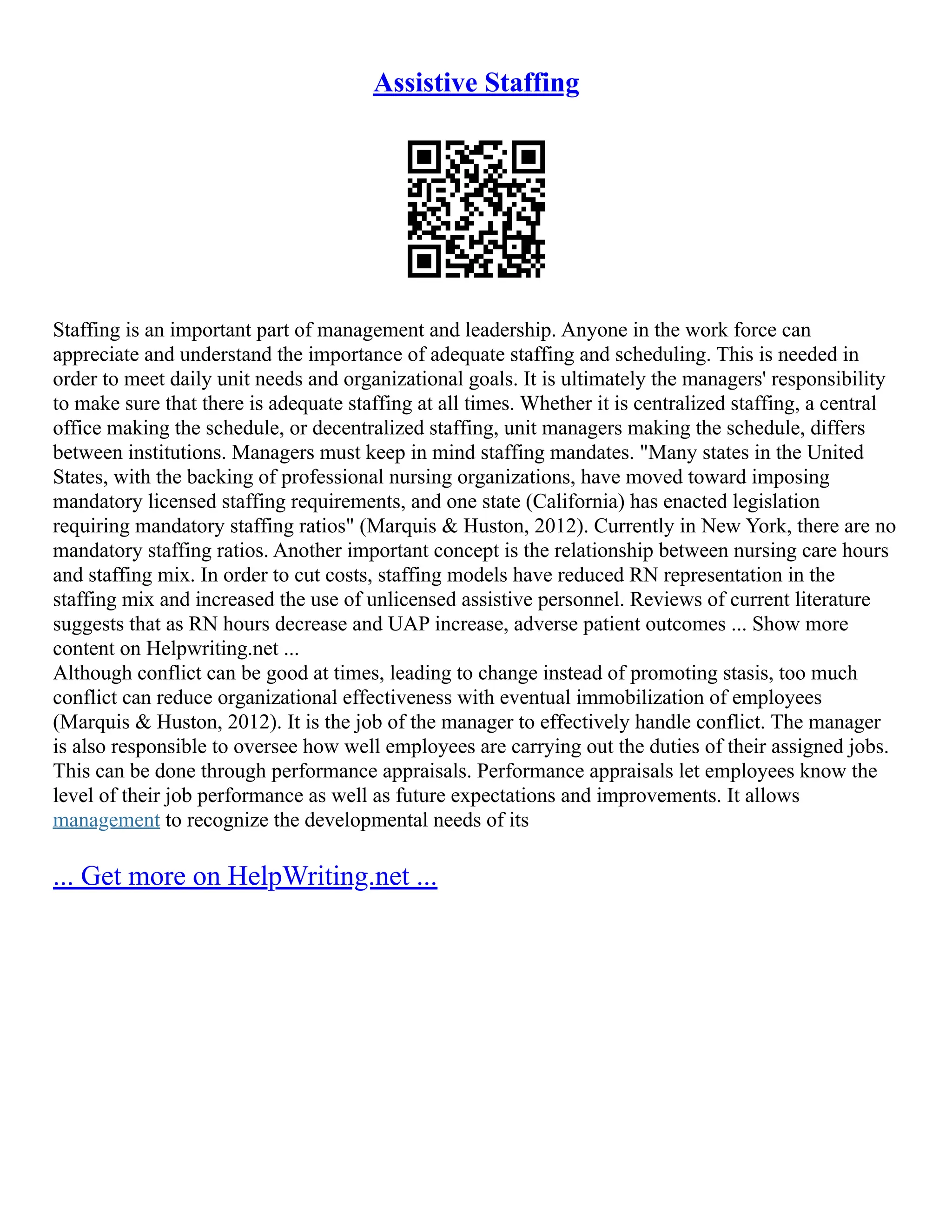 Nursing Staffing Ratio | PDF