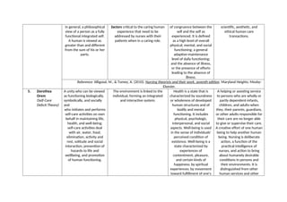Nursing Theories Matrix and their works. | DOCX