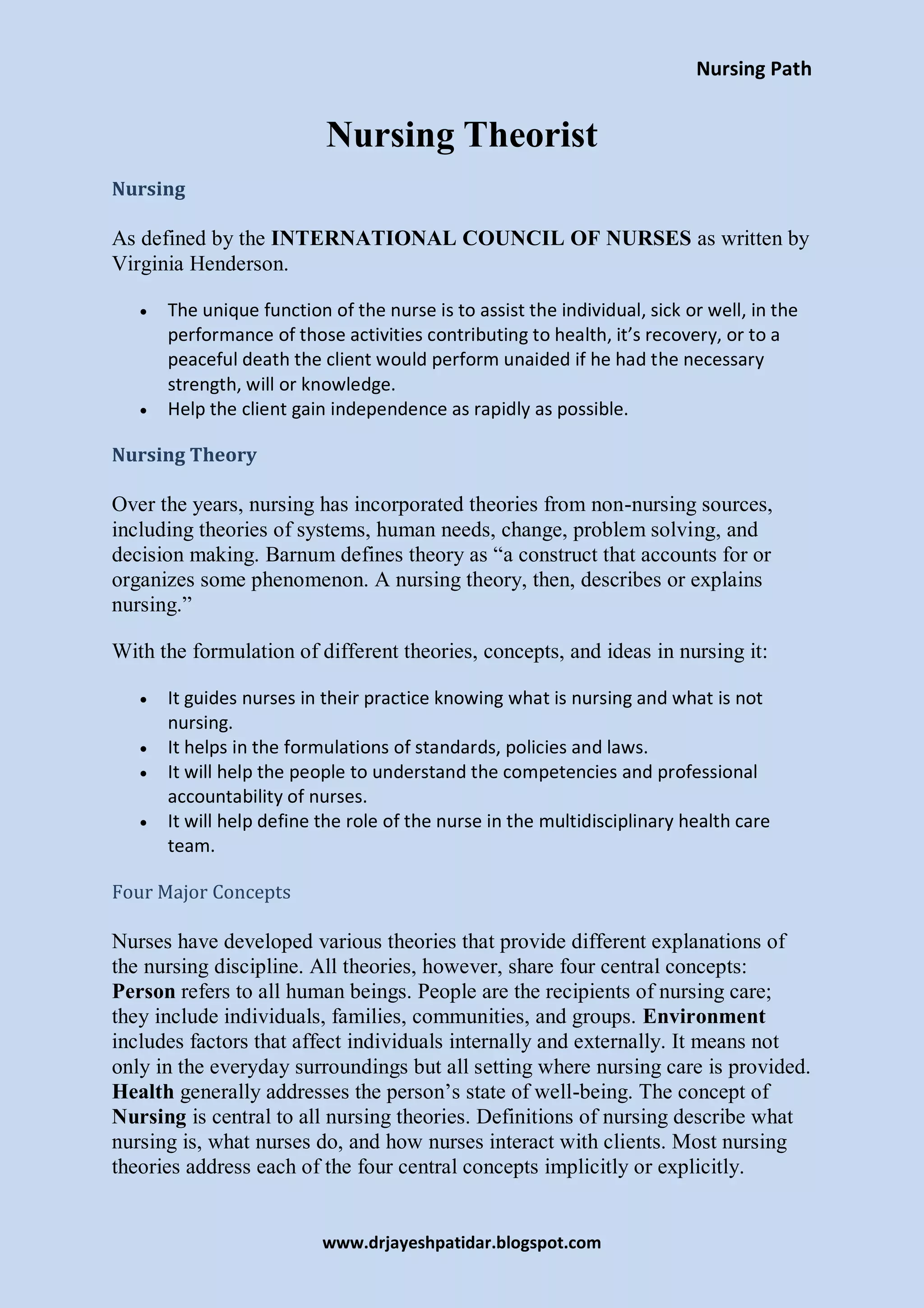 Nursing theorist | PDF