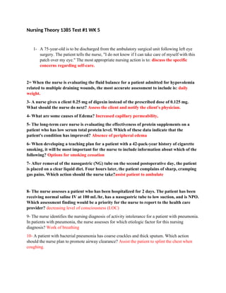 NursingTheory. Practical Nursing, week 5 | DOCX