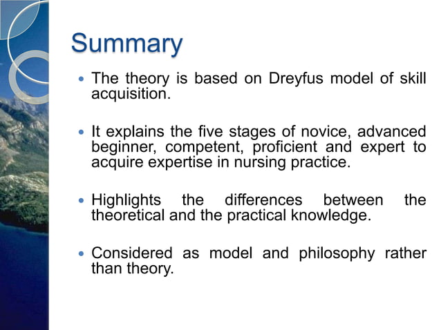 Nursing theory, expertise model | PPT