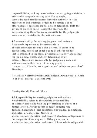 NursingWorld Code of Ethics Code of Ethics for Nurses .docx