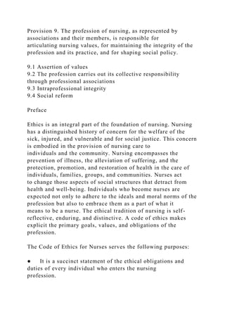 NursingWorld Code of Ethics Code of Ethics for Nurses .docx
