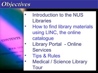 Orientation to NUS Medical/Science Library for Nursing Freshmen | PPT