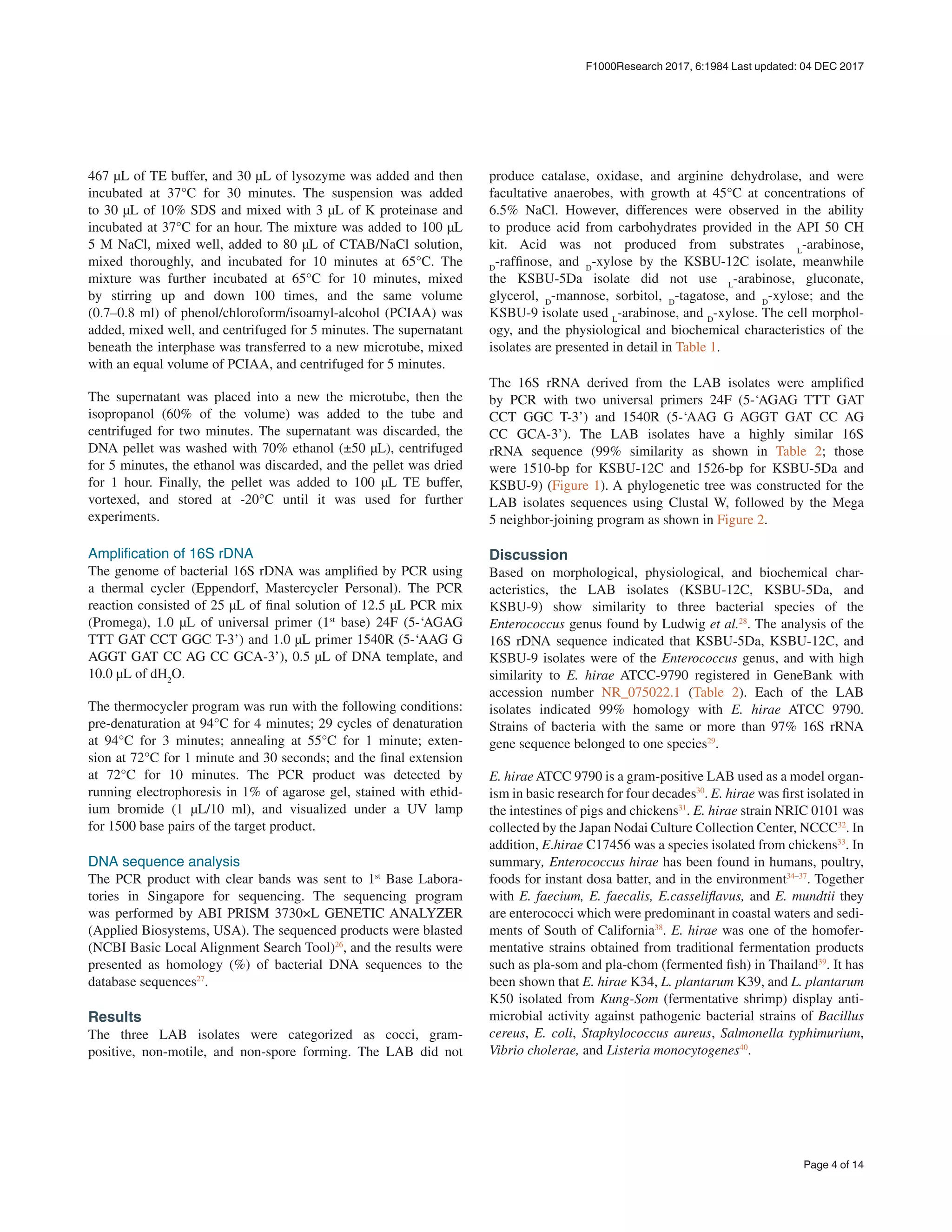 Phenotype and genotype of lactic acid bacteria (LAB) isolated from the tiger grouper Epinephelus ...