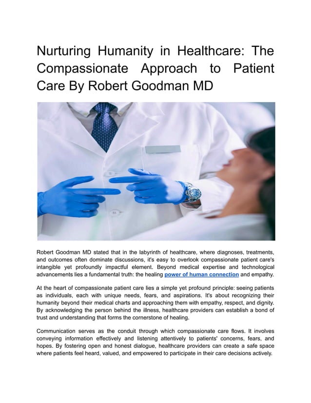 Nurturing Humanity in Healthcare_ The Compassionate Approach to Patient ...