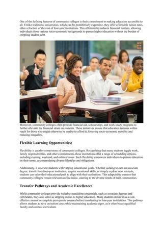 Nurturing Potential: The Vital Role of Community Colleges in Modern ...