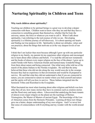 Tips for Nurturing Spirituality in Children | PDF