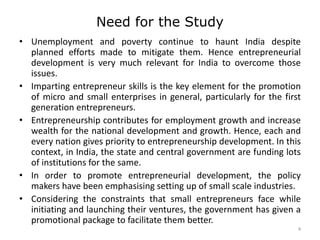 “Nurturing the First Generation Entrepreneurs through Entrepreneurship ...