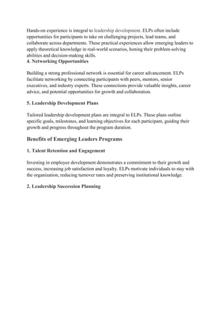 Nurturing tomorrow’s Leaders: Exploring the Significance of Emerging ...