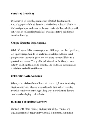 Nurturing Unique Talents How to Support Your Child's Development Kids ...