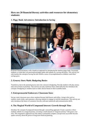 20 Effective Financial Literacy Activities and Resources for Elementary ...