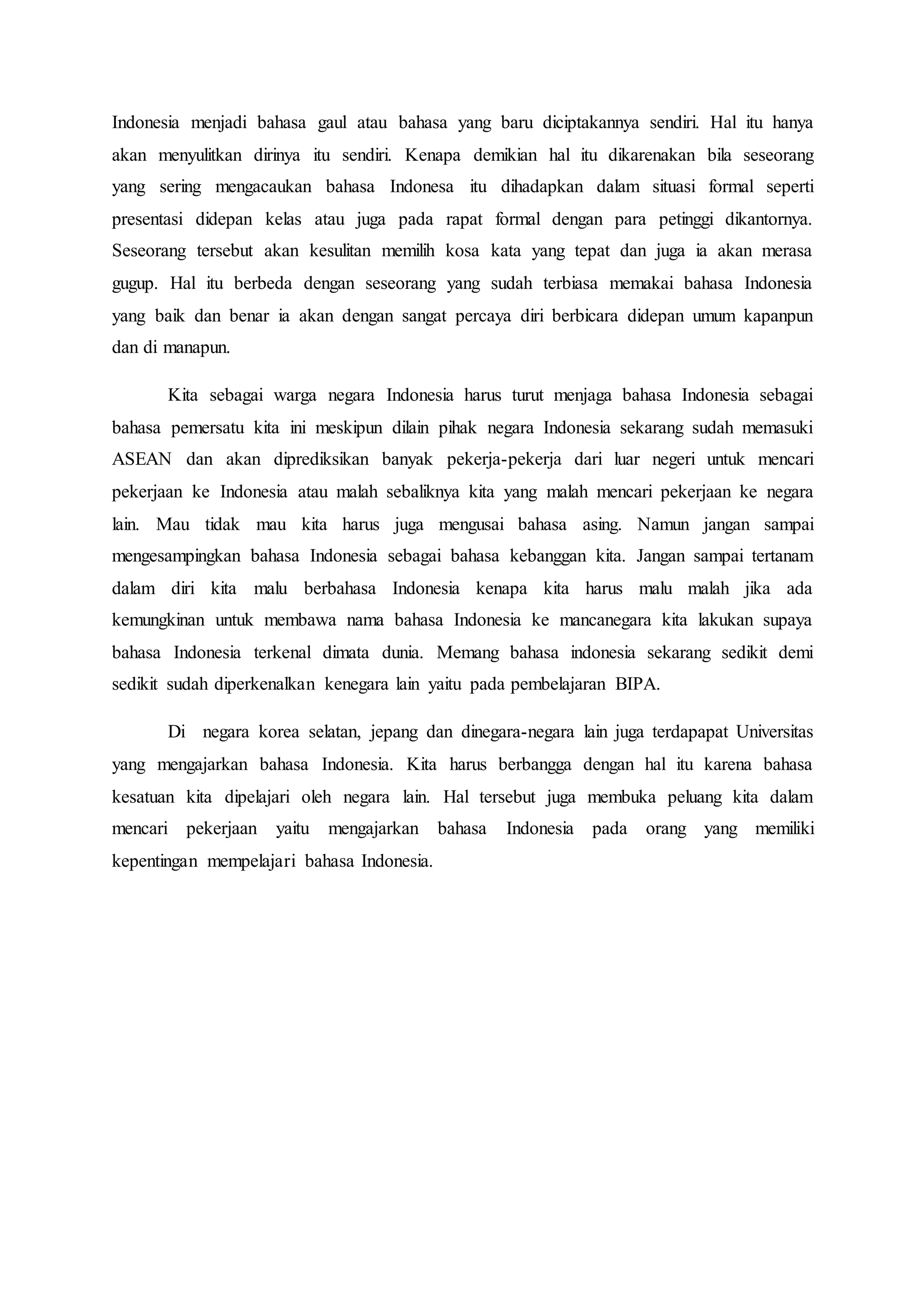 KASUS BAHASA INDONESIA SEBAGAI PEMERSATU BANGSA | DOCX