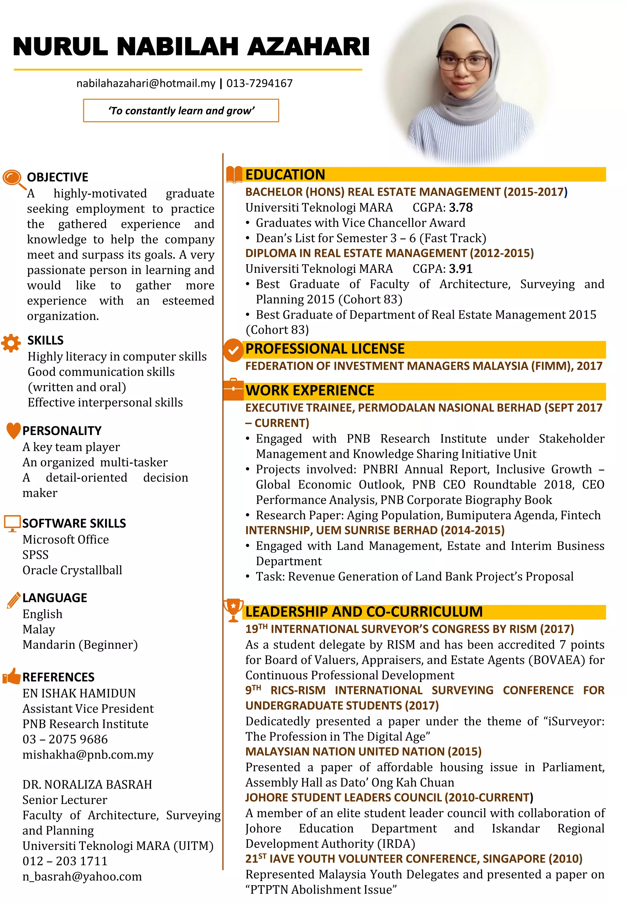 Nurul Nabilah Azahari - Resume 2018 | PDF