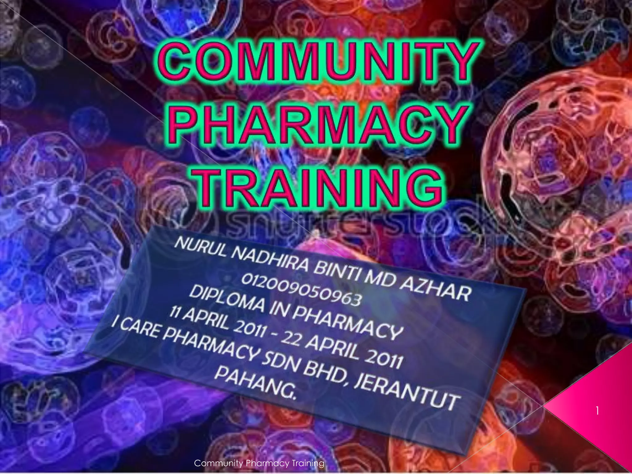 Community pharmacy training report (sample) | PPTX