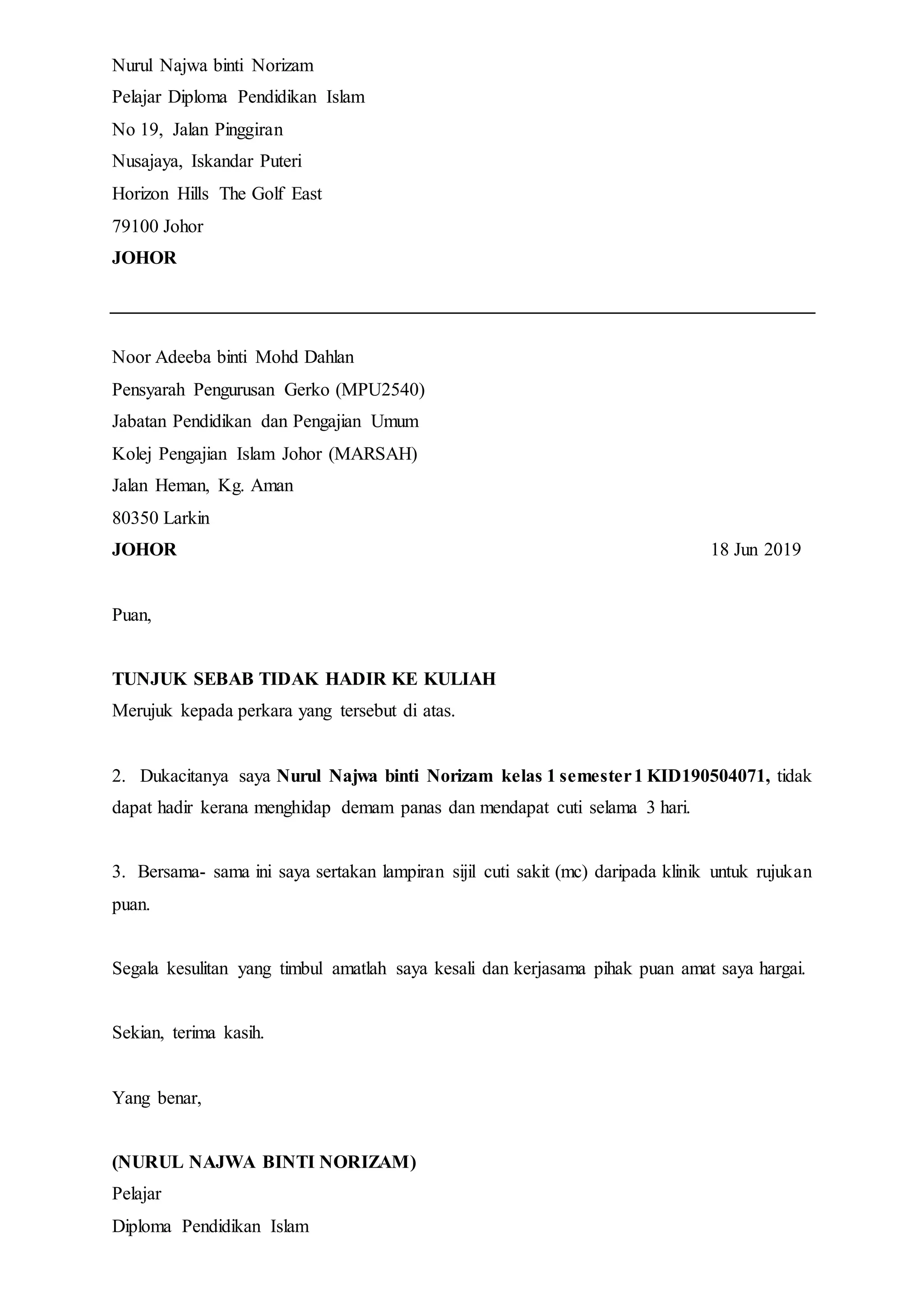 Surat Rasmi Berformal | DOCX