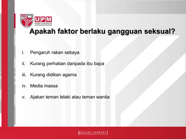 MASALAH GANGGUAN SEKSUAL DALAM KALANGAN PELAJAR DAN PERANAN KAUNSELOR | PPTX