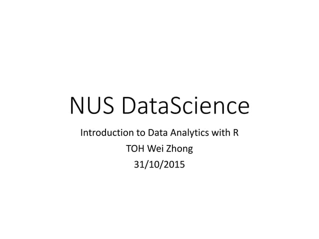 Introduction To Data Analytics With R Ppt