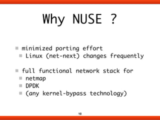 NUSE (Network Stack in Userspace) at #osio | PPT