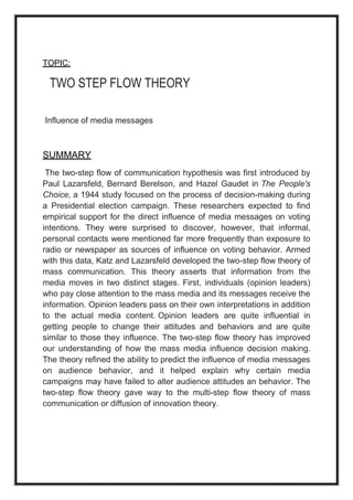 two step flow theory story | PDF