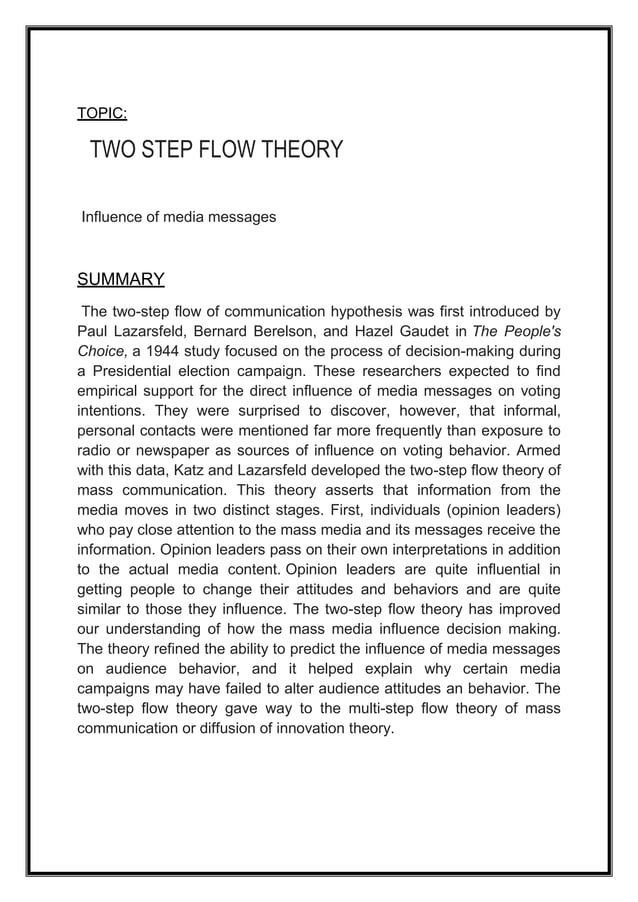 two step flow theory story | DOCX