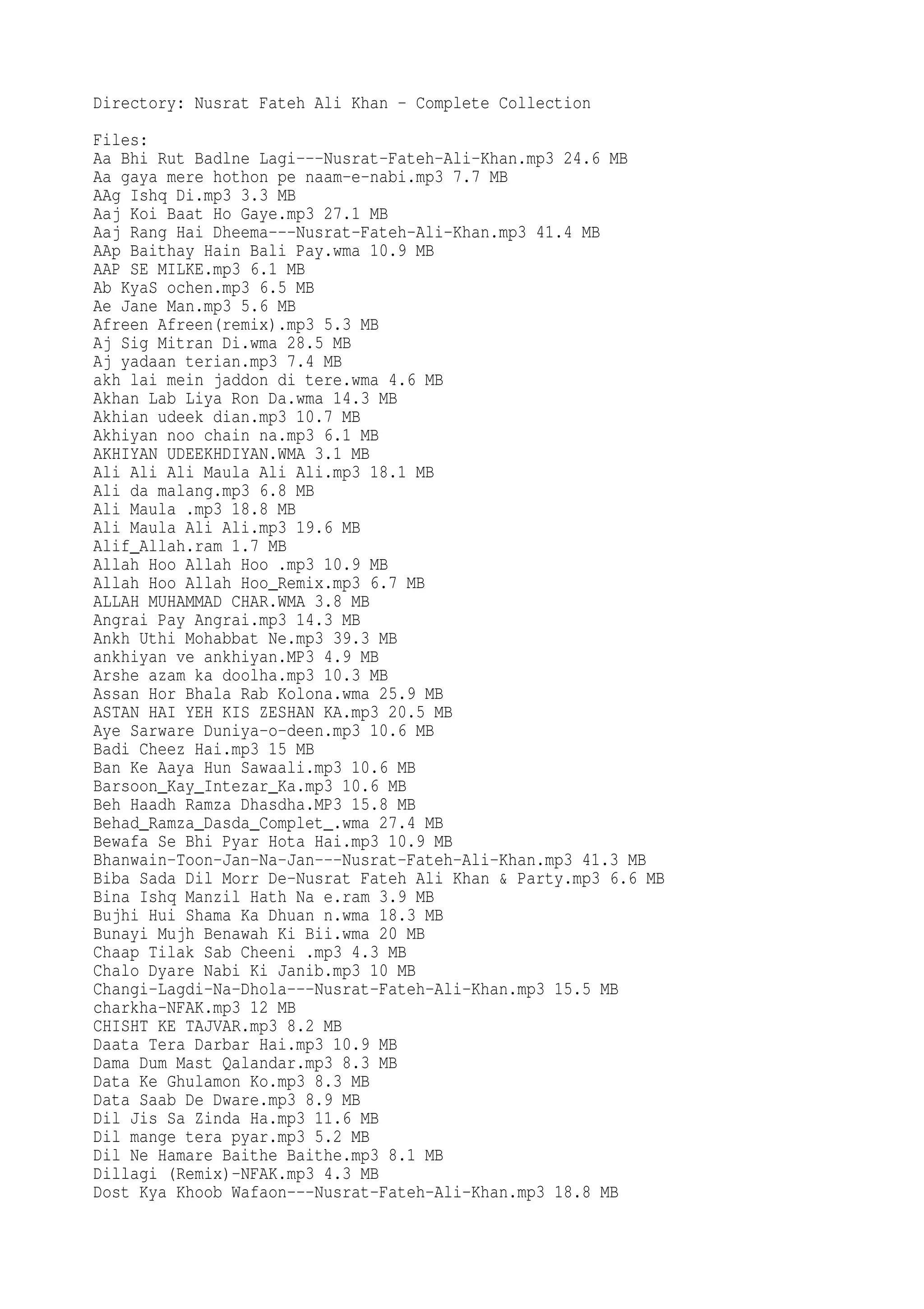 Nusrat Fateh Ali Khan song-list | PDF