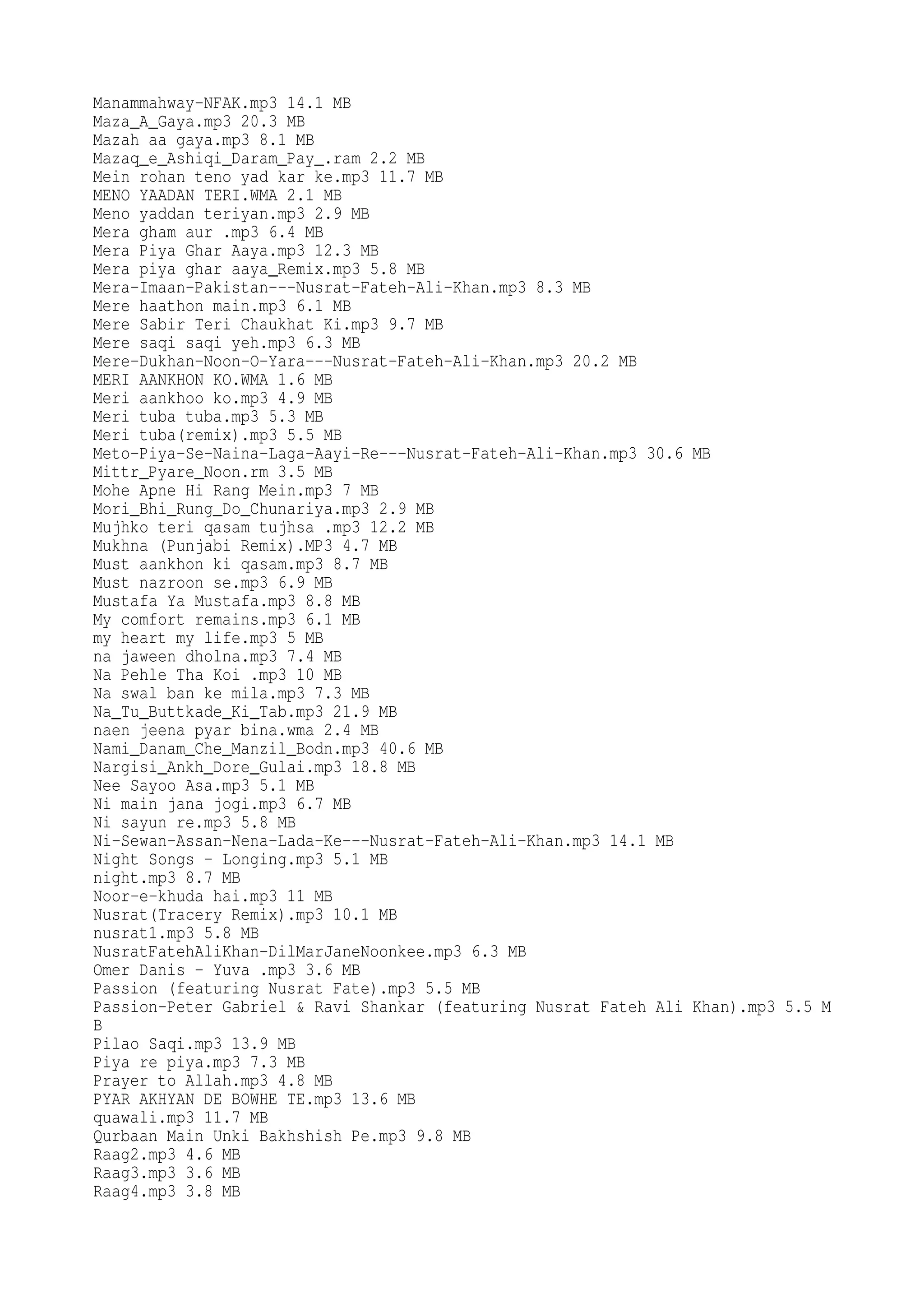 Nusrat Fateh Ali Khan song-list | PDF