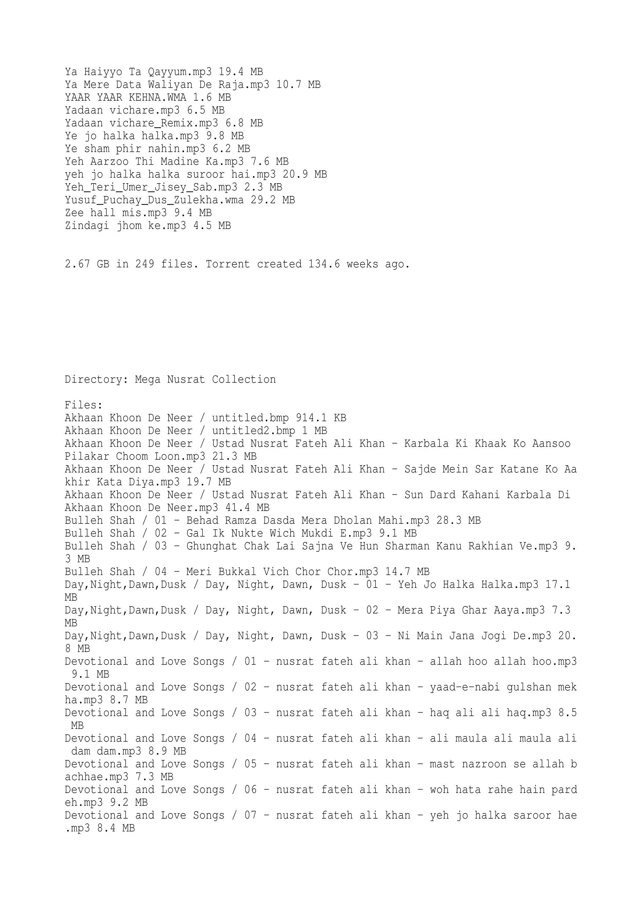 Nusrat Fateh Ali Khan song-list | PDF