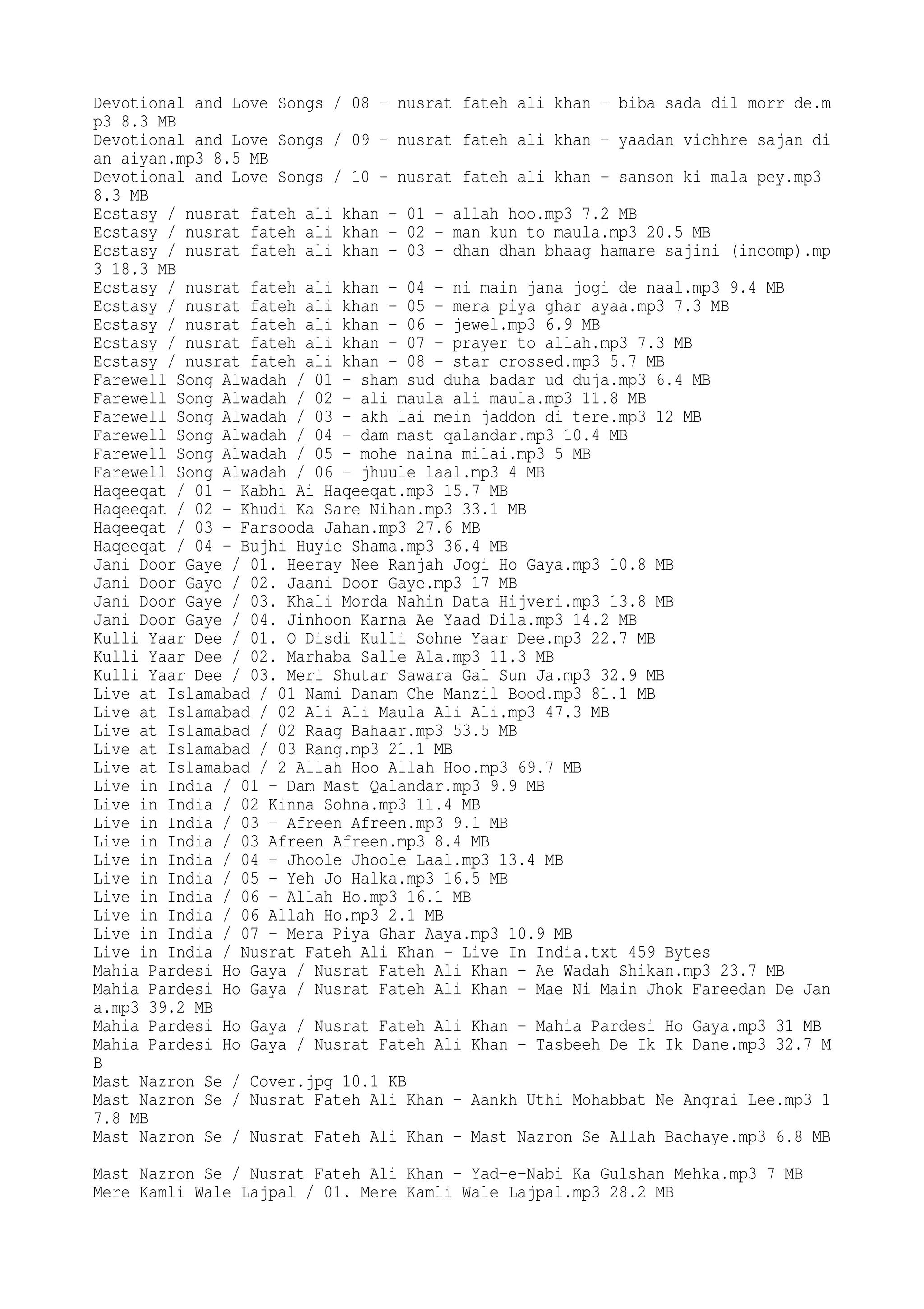 Nusrat Fateh Ali Khan song-list | PDF