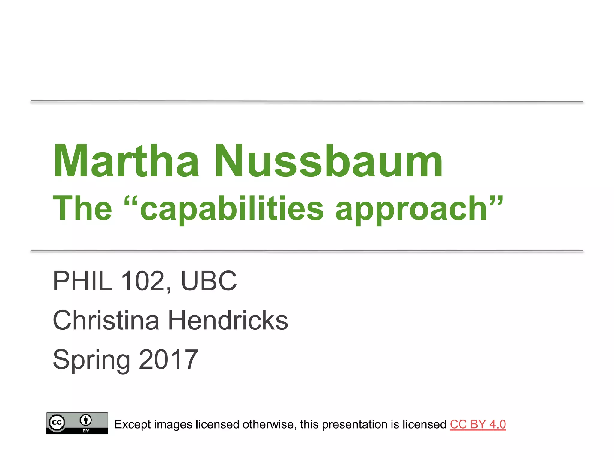 Nussbaum, The Capabilities Approach to Quality of Life | PPTX
