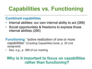 Nussbaum, The Capabilities Approach to Quality of Life | PPT